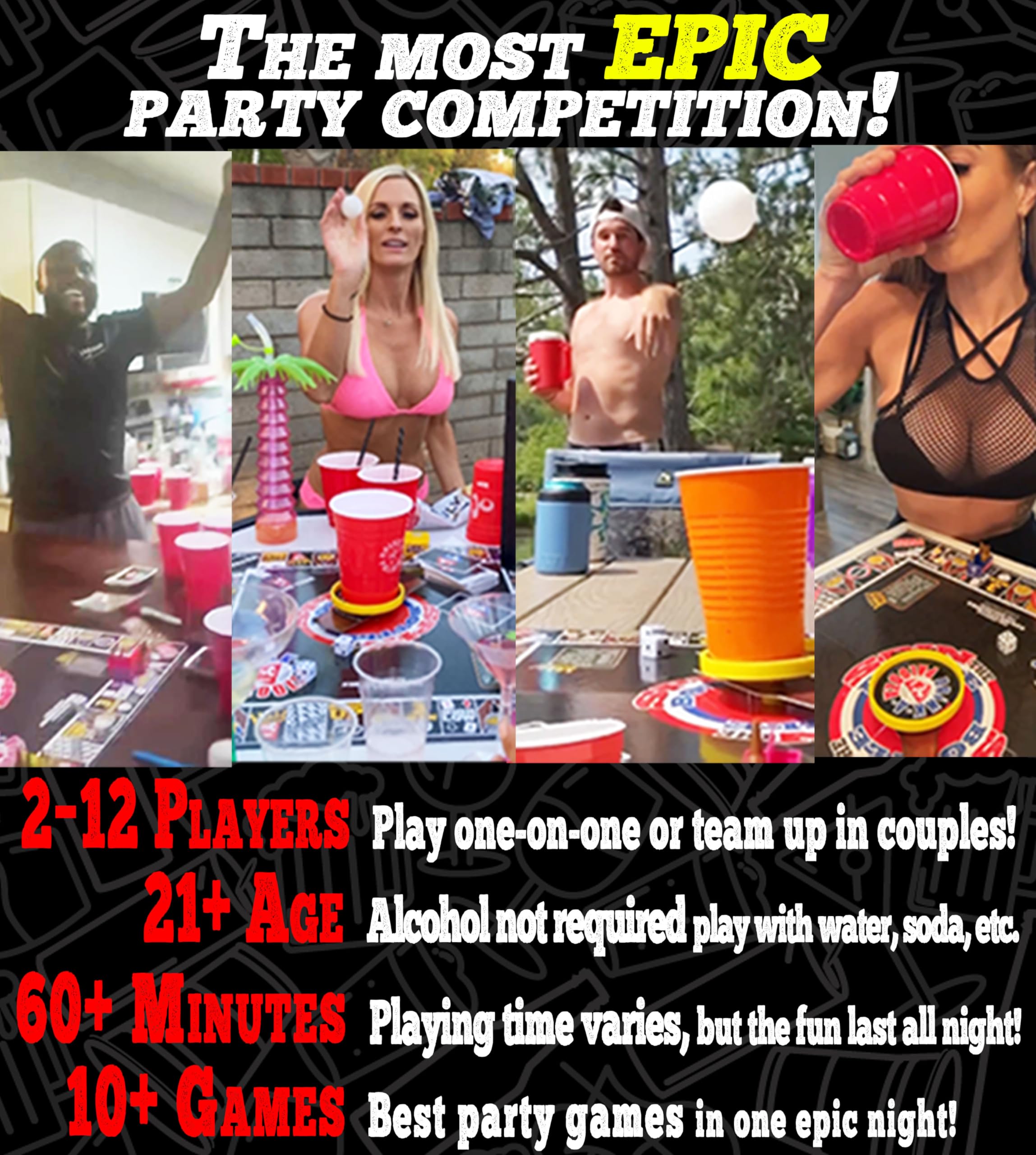 DRINK-A-PALOOZA Drinking Games for Adults - Competitive Board Game for Parties, 21st Birthdays, and Game Nights; Features Drinking Card Games, Beer Pong, and Couples Games – The Perfect Novelty Gift