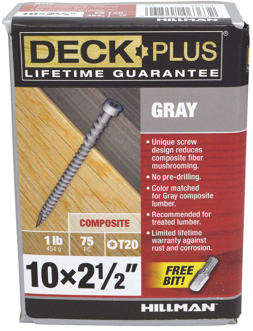 HILLMAN FASTENERS 48439 Deck Screws, Gray, 75 Piece