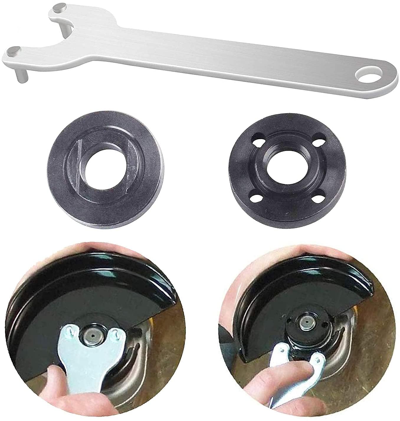 Homhelar Grinder Flange Angle Wrench Spanner Metal Lock Nut for Dewalt Makita 193465-4 Bosch Black & Decker Ryobi 4.5" 5" 5/8-11