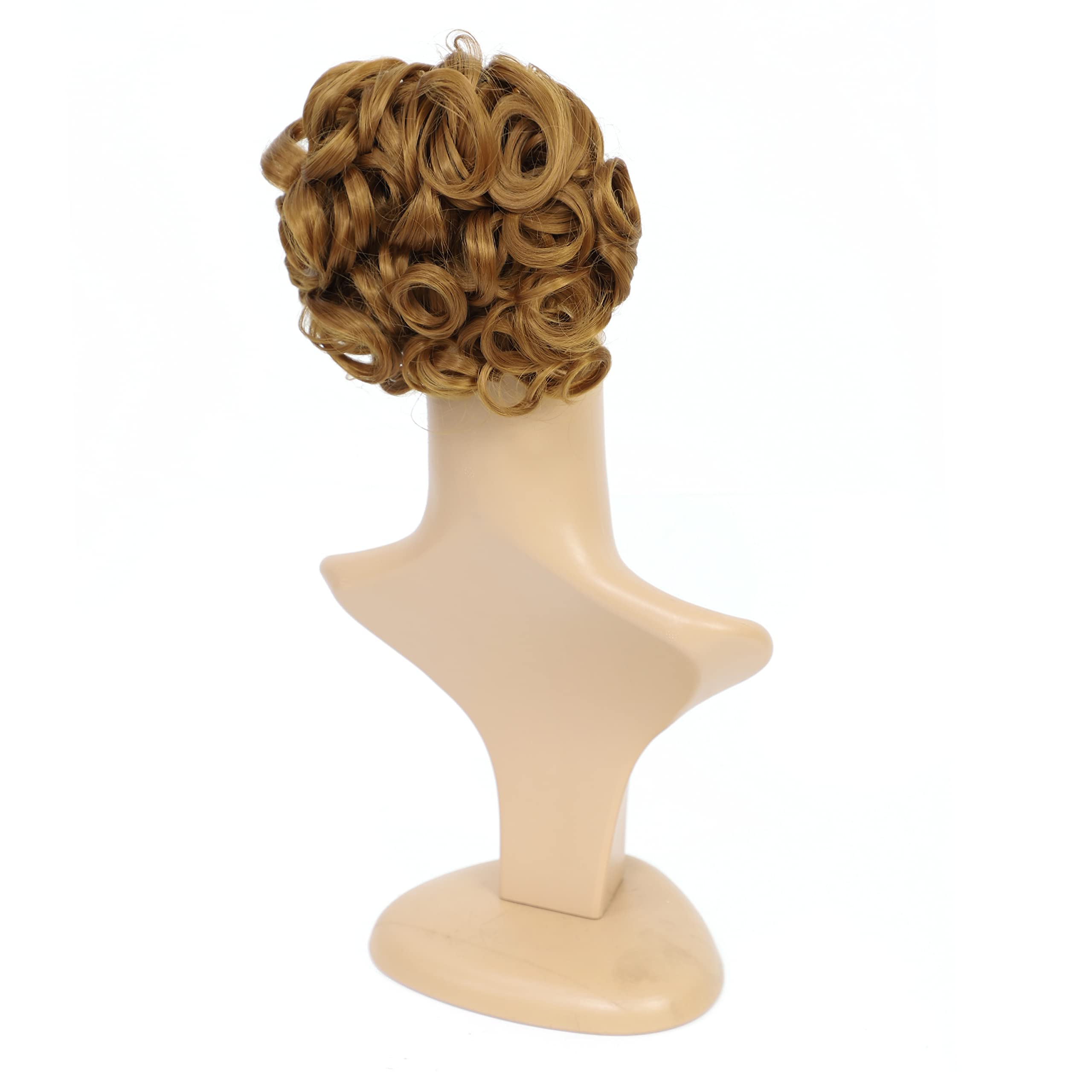 SWACC Short Messy Curly Dish Hair Bun Extension Easy Stretch hair Combs Clip in Ponytail Extension Scrunchie Chignon Tray Ponytail Hairpieces (Strawberry Blonde-27#)