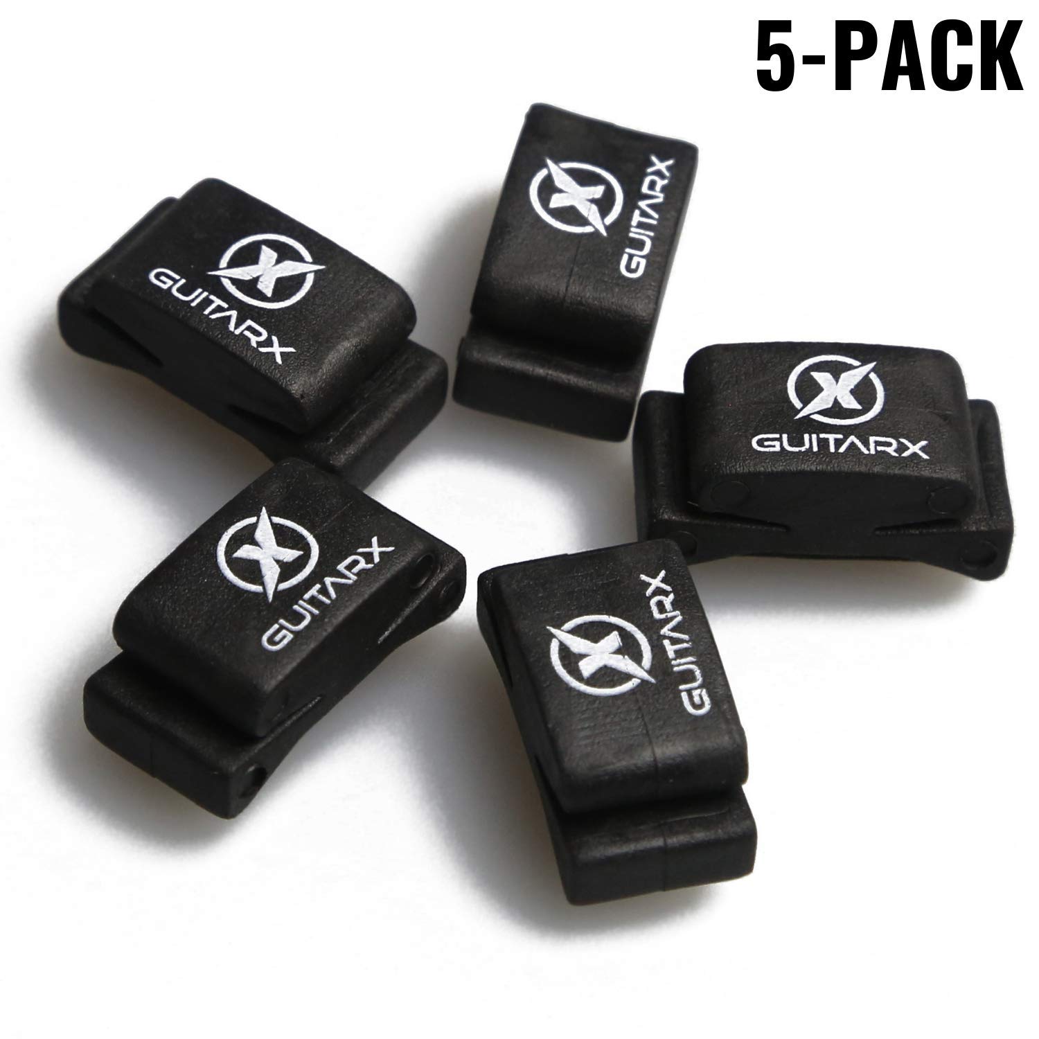 GUITARX X142 - Headstock Rubber Guitar Pick Holder (5-Pack) Pickholder For Guitar, Bass, Ukulele, Banjo And Mandolin - Placed Between 3rd and 4th Strings on Head Stock