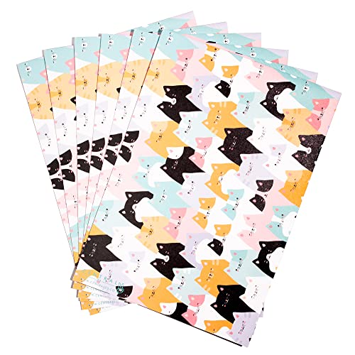 CENTRAL 23 Cats Wrapping Paper - 6 Sheets of Birthday Gift Wrap for Her - Kitten Kities - Fun Gift Wrap for Cat Owner - For Fur Mom - Pastel Colors - Recyclable