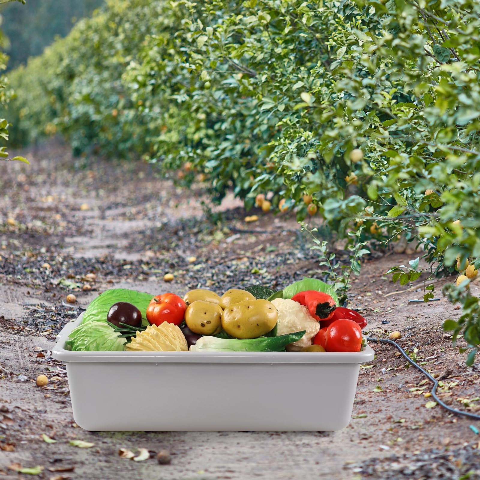 Oymlclivisa 25 L Plastic Commercial Bus Tubs, Restaurant Bus Boxes, Gray, 4 Packs