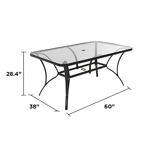 CoscoProducts COSCO 88646GLGE Paloma Patio Tempered Glass Top Dining Table, Gray