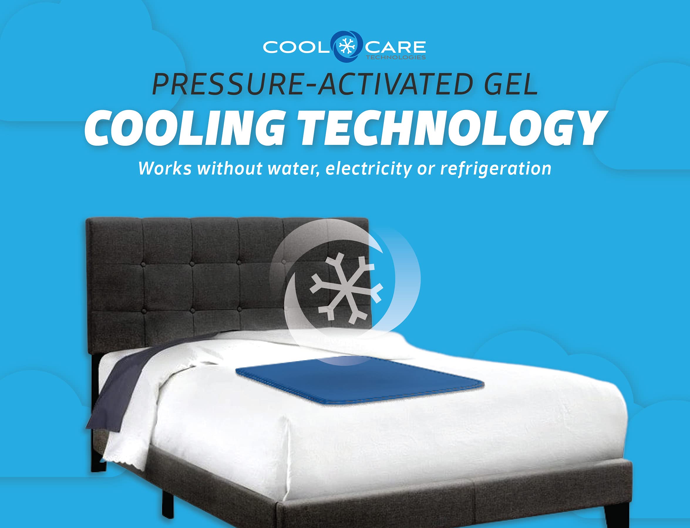 Cool Care Technologies Cooling Pad for Bed - Pressure Activated Gel Cooling Mattress Pad Provides Instant Cool Relief for 1 to 3 Hours- Place Cool Mat on Your Bed
