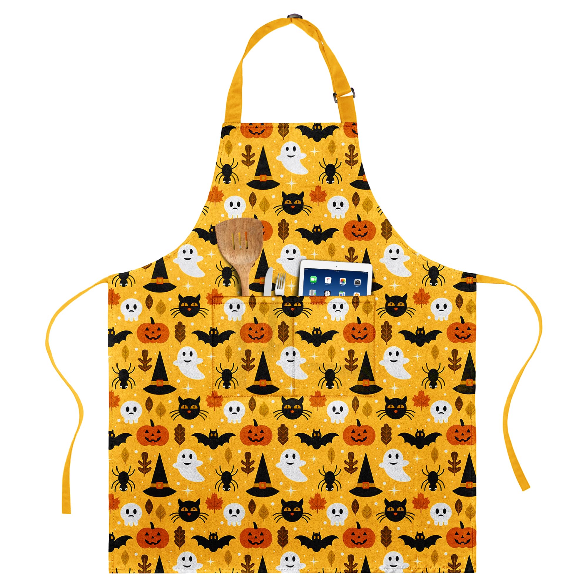 BOHARERS Halloween Apron Cartoon Ghost Pumpkin - Chef Aprons for Cooking Baking and Grilling Aprons for Halloween Party Decorations