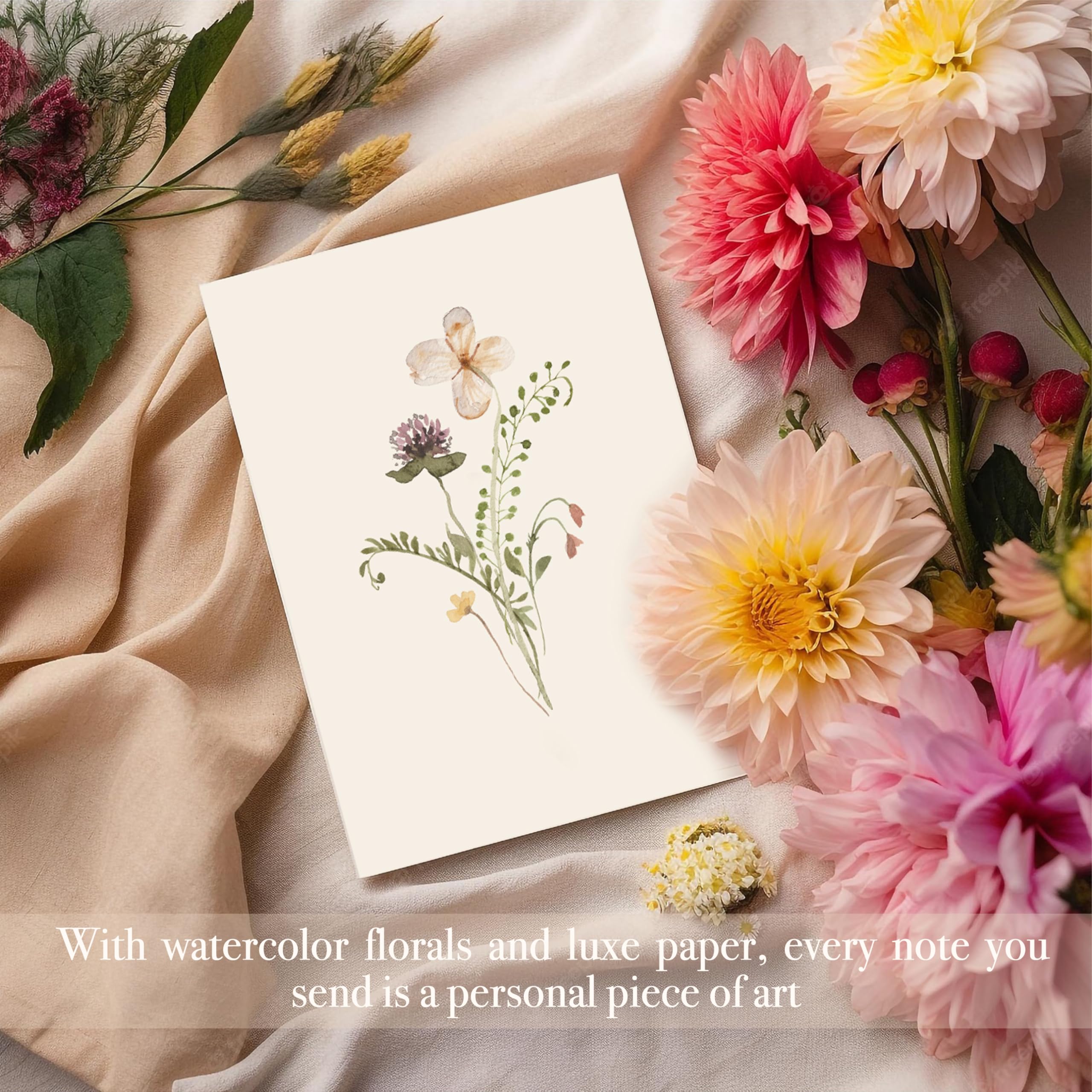 slapaflife Blank Cards,Blank Greeting Cards 4x6,40Pack -Elegant Floral Design Blank Greeting Cards,Note Cards with Matching Peel-and-Seal Rustic Envelopes