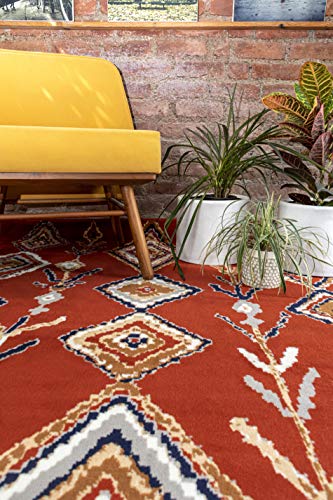Furnish my Place Moroccan Diamond Rug - 7 ft. 8 in. x 11 ft, Rust, Geometric, Accent Rug with Transitional Style