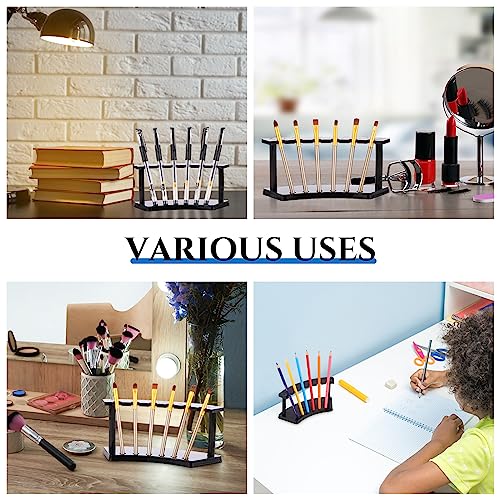 Ctosree 6 Pieces Plastic Pen Holder Display Stand 6 Slots Black Plastic Pen Holder 7 x 5 x 3 Inches Eyebrow Pen Stand Makeup Brush Rack Organizer for Home Office Desk School Supplies, Vertical