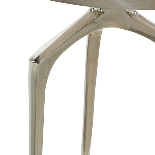 Deco 79 Aluminum Metal Side End Accent Table Slim Tray Top End Table with Tripod Legs, Side Table 16" x 16" x 25", Silver