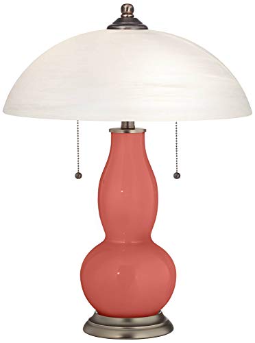 Color + Plus Modern Accent Table Lamp 21.5" High Coral Reef Glass Gourd Alabaster Dome Shade for Living Room Family Bedroom Bedside Nightstand
