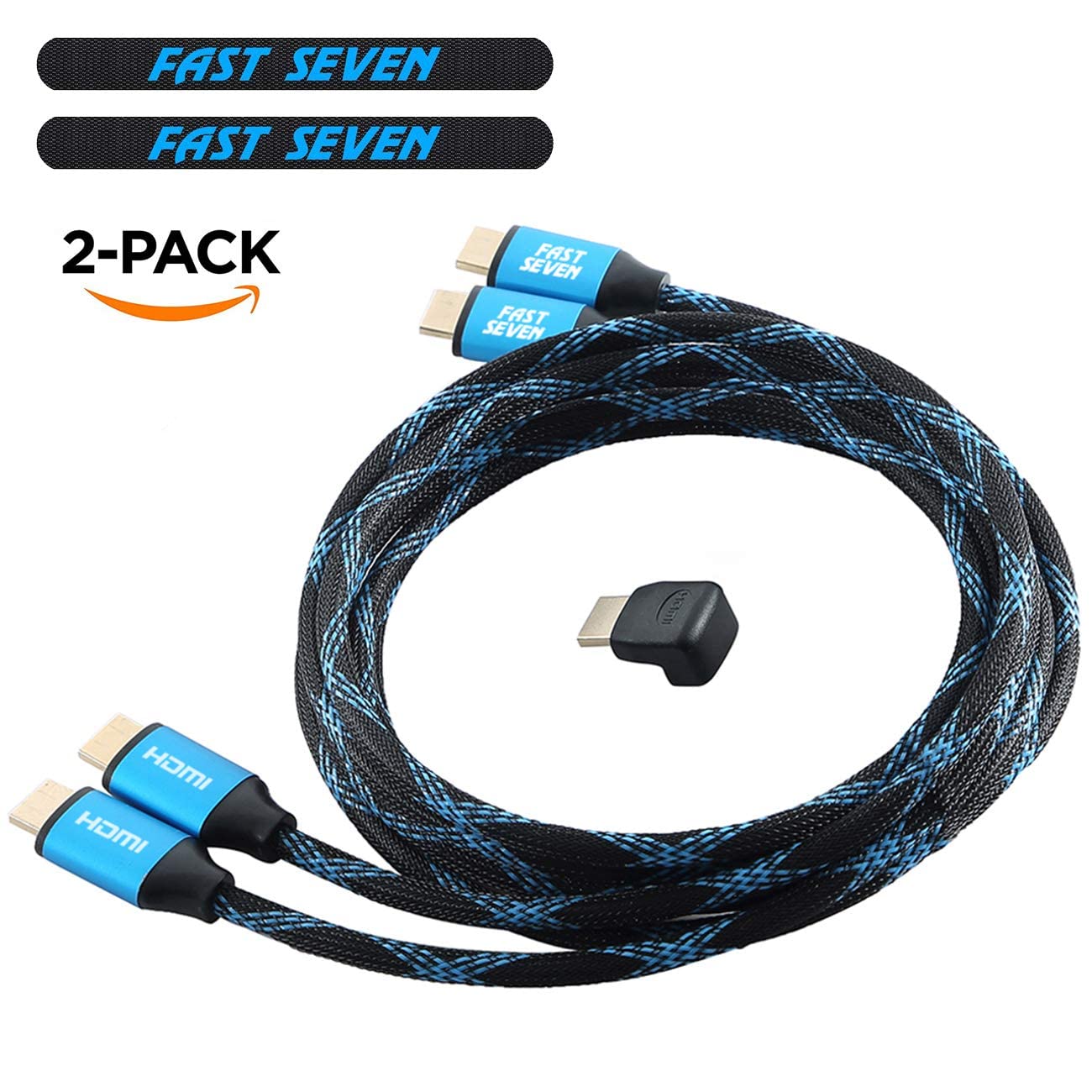 FASTSEVEN 4K HDMI Cable 3ft 2 Pack, High Speed HDMI Cable 2.0, Gold Connectors, 4K @60Hz, UHD, 2160P, 1080P, ARC, HDCP, hdmi to hdmi, for Laptop, Monitor, Projector, PS4, PS5, Xbox, Apple TV & More