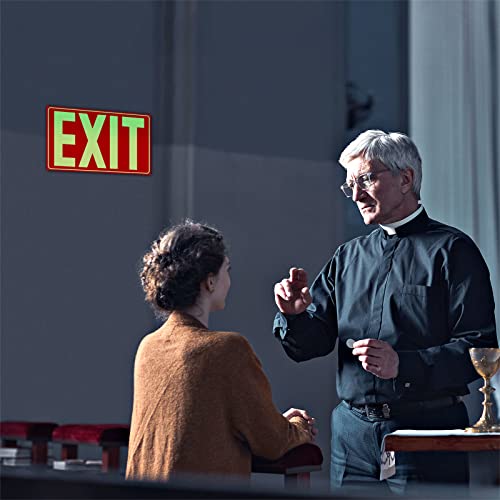 Glow In The Dark Photoluminescent Exit Sign Red - Adhesive Backing β UV Inks On Tear-resistant PVC - Non Electrical - Scratch Resistant -12 x 7 Inches For 50 Feet Visibility (2 Pack)