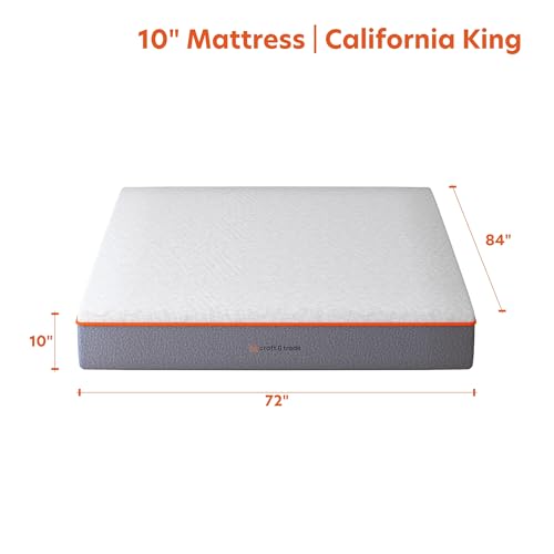 Craft & Trade Artistry 10 inch CopperGel Cooling Memory Foam Mattress / CertiPUR-US Certified / Bed-in-a-Box, California King, 100 Night Trial