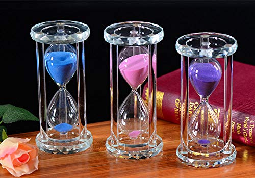 Crystal Hourglass 15/30/60 Minutes Sandglass Timers Kitchen Cooking Sand Clock Timer Home Office Christmas Birthday Present Gift Box Sand Glass (30 Minutes, Pink)