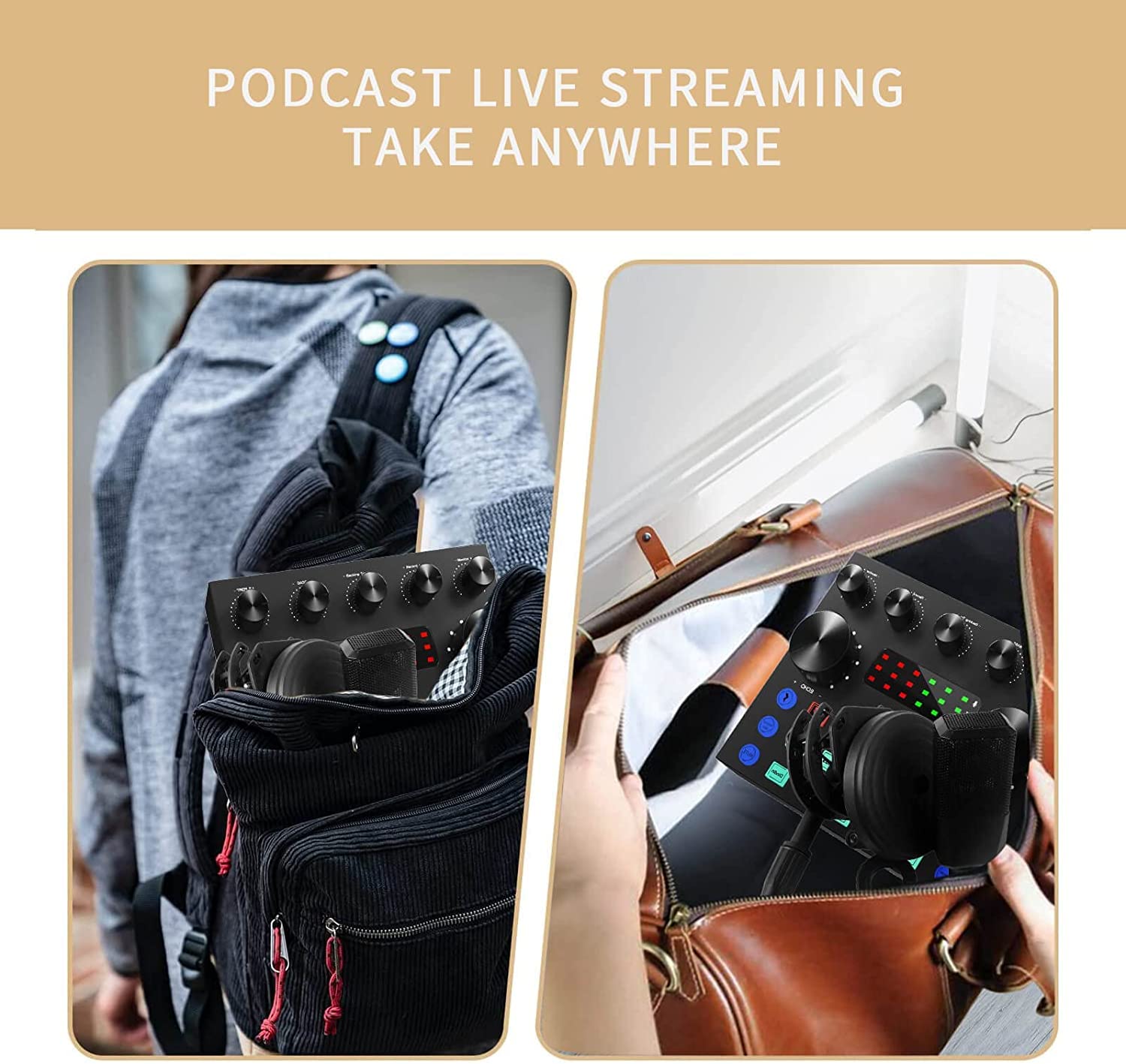 Audio Interface DJ Mixer Sound Card V8，Remall Podcast Equipment Bundle Studio Guitar Voice Changer Live Streaming Recording Gaming Broadcast PC Phone