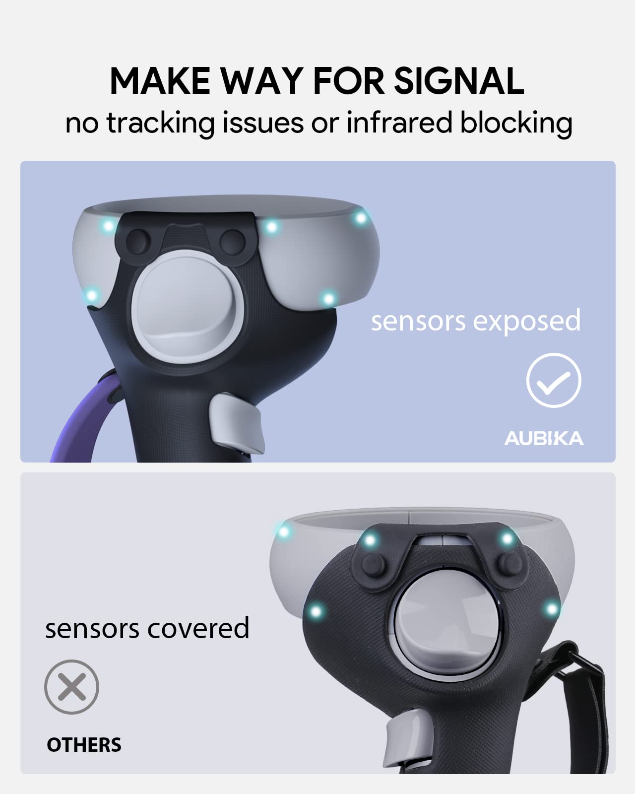 Aubika x JayBratt Rechargeable Controller Grips Cover for Meta/Oculus Quest 2 Accessories, Magnetic Charging Cable with Rotating End, suitable for any hand