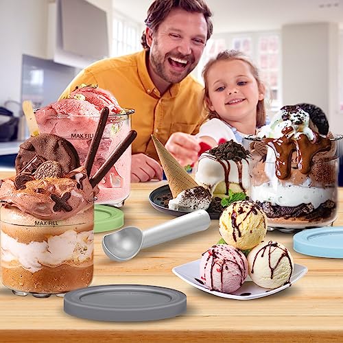 Creami Pints and Lids for Ninja, Creamy Icecream Blender Freezer Containers Cups Jars Tubs Canisters Set, Smoothie Deluxe Pot Compatible with NC299AMZ & NC300s Series Creamer Ice Cream Maker Machine
