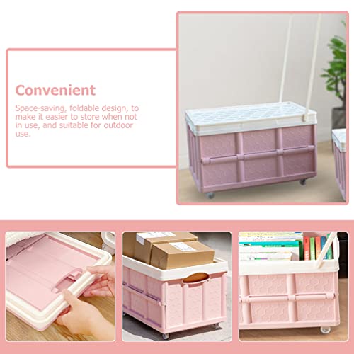 Cabilock Lidded Storage Bin Collapsible Storage Box Stackable Clothes Storage Box With Wheel