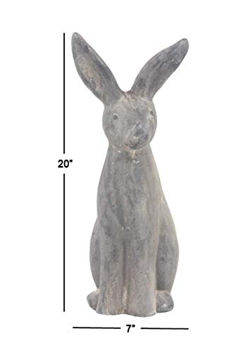 Deco 79 Polystone Rabbit Decorative Garden Sculpture Indoor Outdoor Garden Statue, Outdoor Sculpture 7" x 8" x 20", Gray