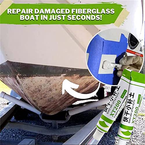 Gogolonge Fiberglass Boat Repair Paste, 5 Pcs XT200 Waterproof Quick-Drying Putty Paint, Gelcoat Repair Kit, Instafix Fiberglass Boat Repair Paste, Scratch Remover Touch Up Fix Tools (Gray)