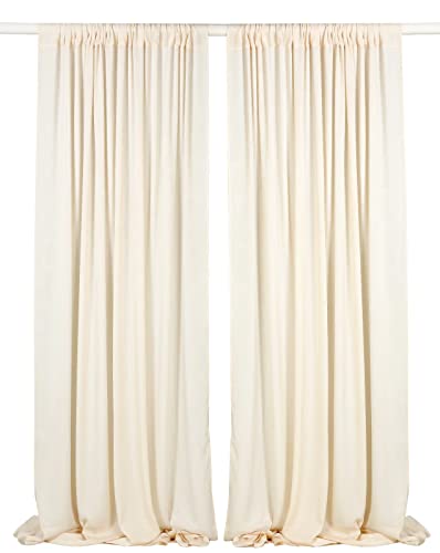 Cytdkve 2 Panels 4.8 Feet x 10 Feet Butter Cream Velvet-Like Wedding Backdrop Curtain Drapes, Silky Soft Window Curtains Panels for Wedding Ceremony Birthday Party Decorations
