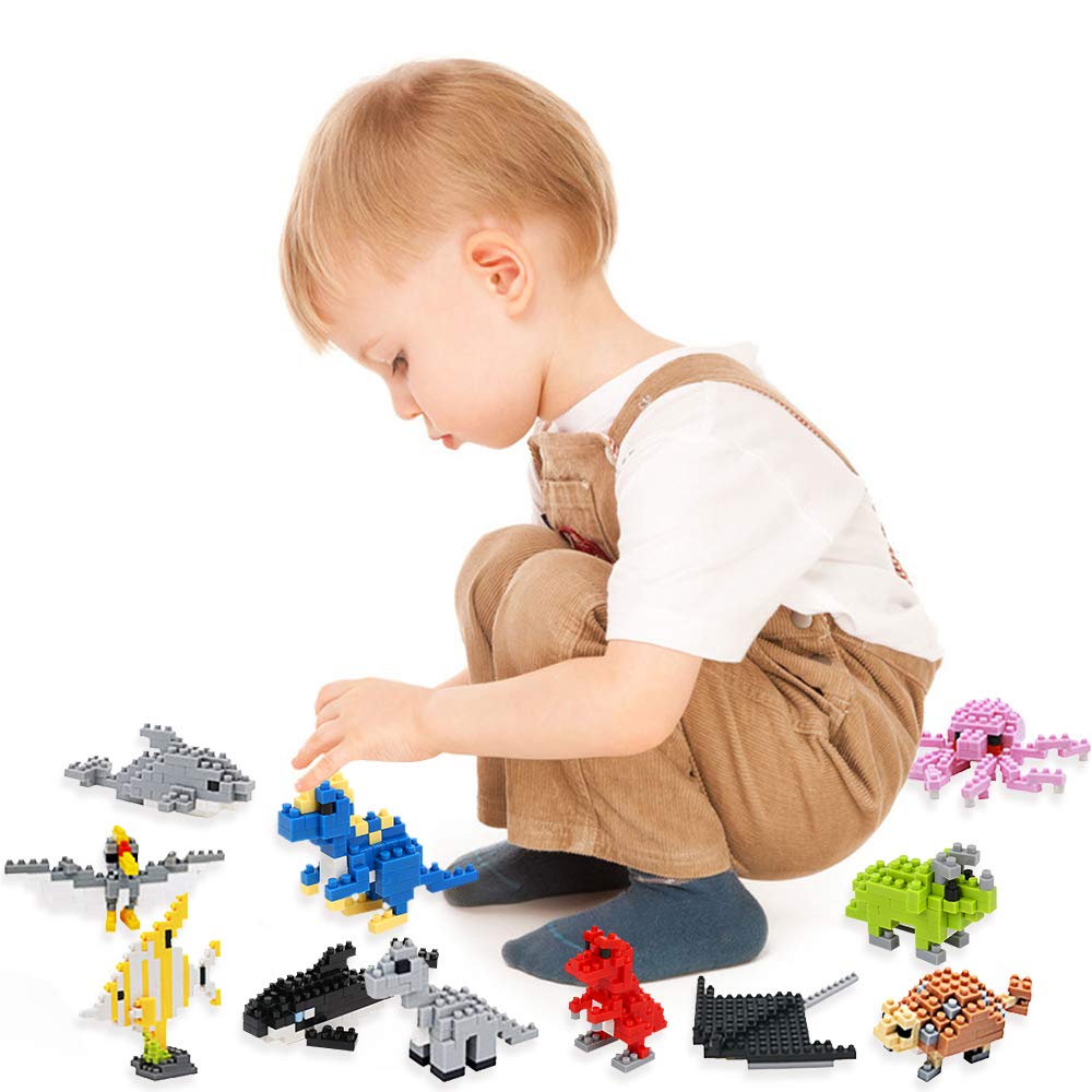 Jellydog Toy Mini Building Blocks, 12 in 1 Dinosaurs Blocks, Ocean Building Sets,Party Favors for Kids, Assorted Mini Animals Building Blocks Sets for Goodie Bags,Prize,Cake Topper…