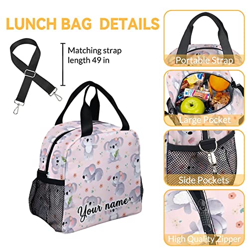 CUNEXTTIME Custom Koala Backpack with Lunch Box And Pencil Case, Set of 3 Cute Bookbag for Girls Boys, Lightweight Large Capacity School Bag