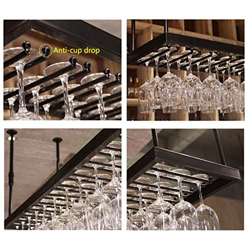 Ceiling Stylish Simplicity Industrial Retro Wine Glass Stylish Simplicity Rack Iron Metal Creative Display Inverted High Glass Rack Bar Restaurant Kitchen Floating Wine Rack Wine Glass Holder (Black