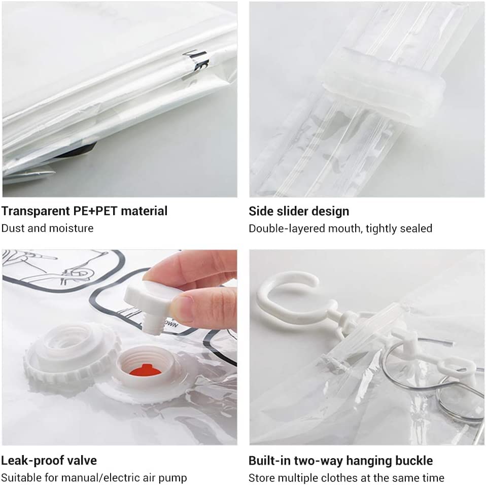 Clothes Storage Bags 2 PCS Hanging Vacuum Storage Bag Reusable Vacuum Storage Bag Can Be Used for Dresses, Coats, Down Jackets and Other Clothes