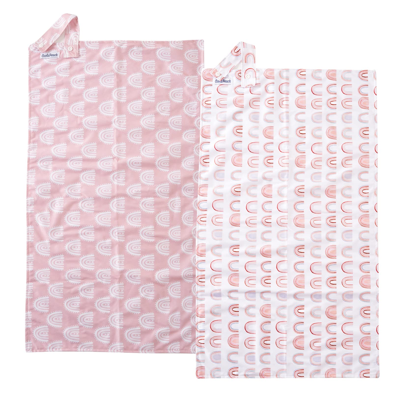 Baby Diaper Changing Pad Wipeable Portable Changing Pad, Foldable Travel Changing Mat for Baby, Newborns Toddlers Shower Gifts 2PackïŒRainbow, 16"x27.5")