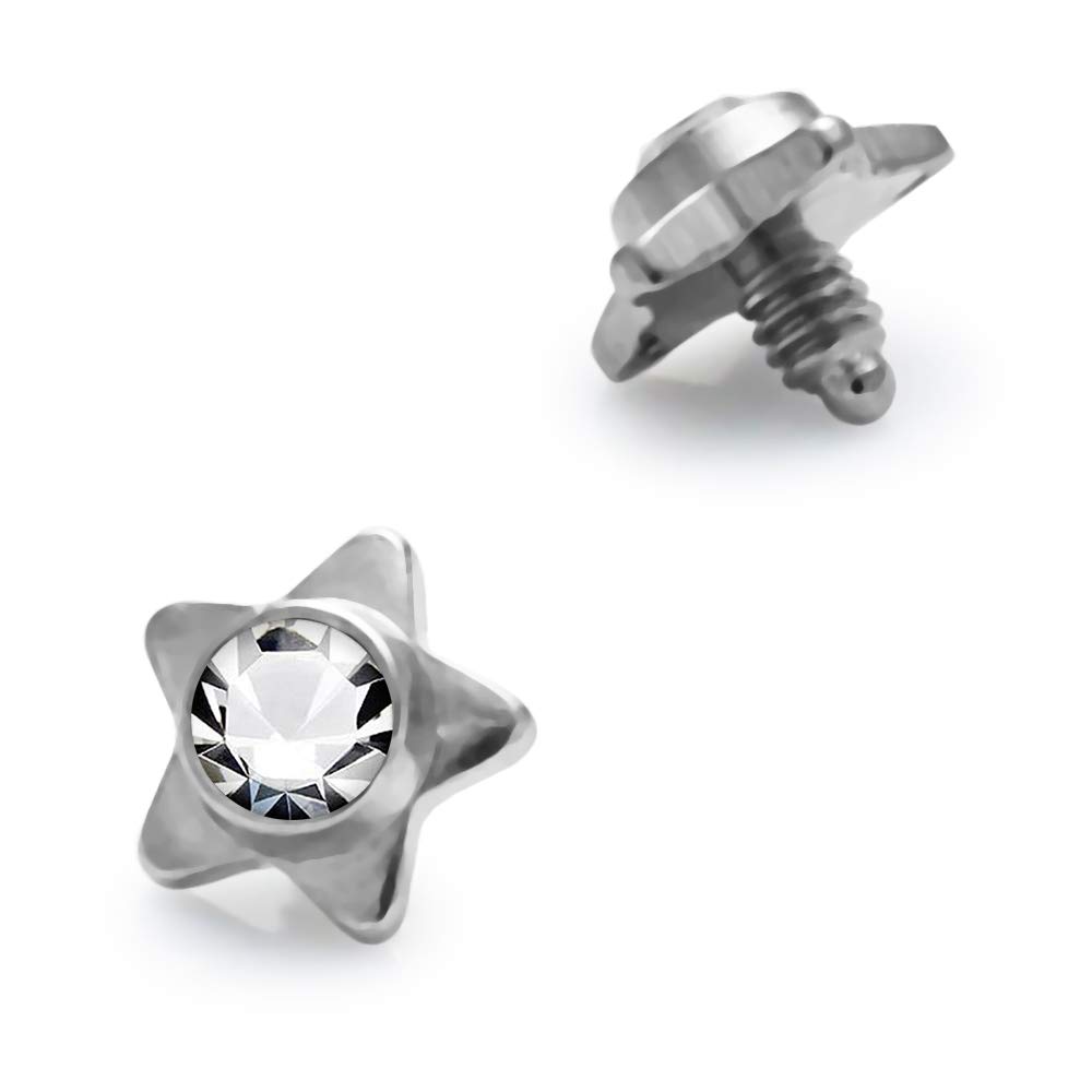 AtoZ Piercing Clear Crystal Stone Star 316L Surgical Steel Top Micro Dermal Anchor Jewelry