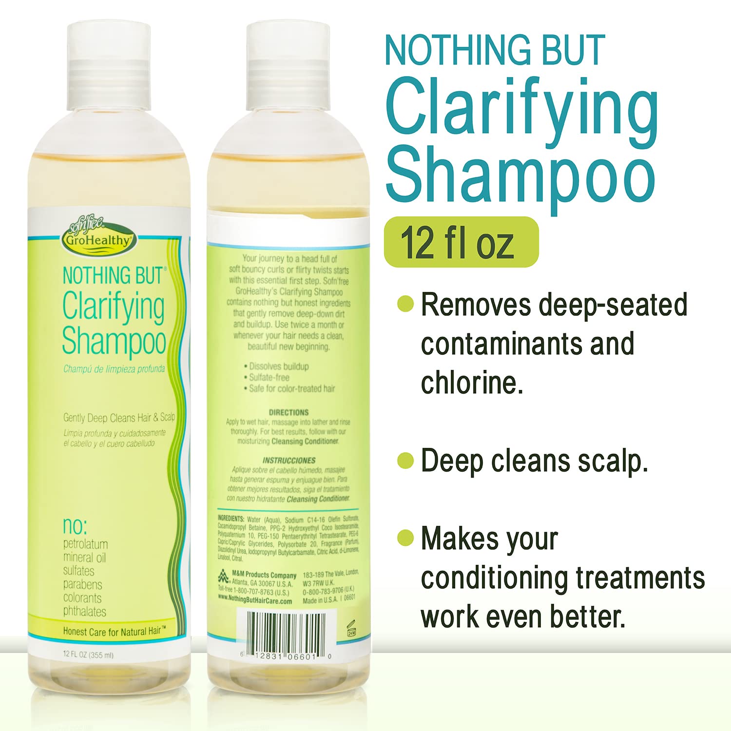 NOTHING BUT Clarifying Shampoo Sulfate-Free Detox for Natural Hair - Hair Shampoo - Removes Buildup - 12oz - Single
