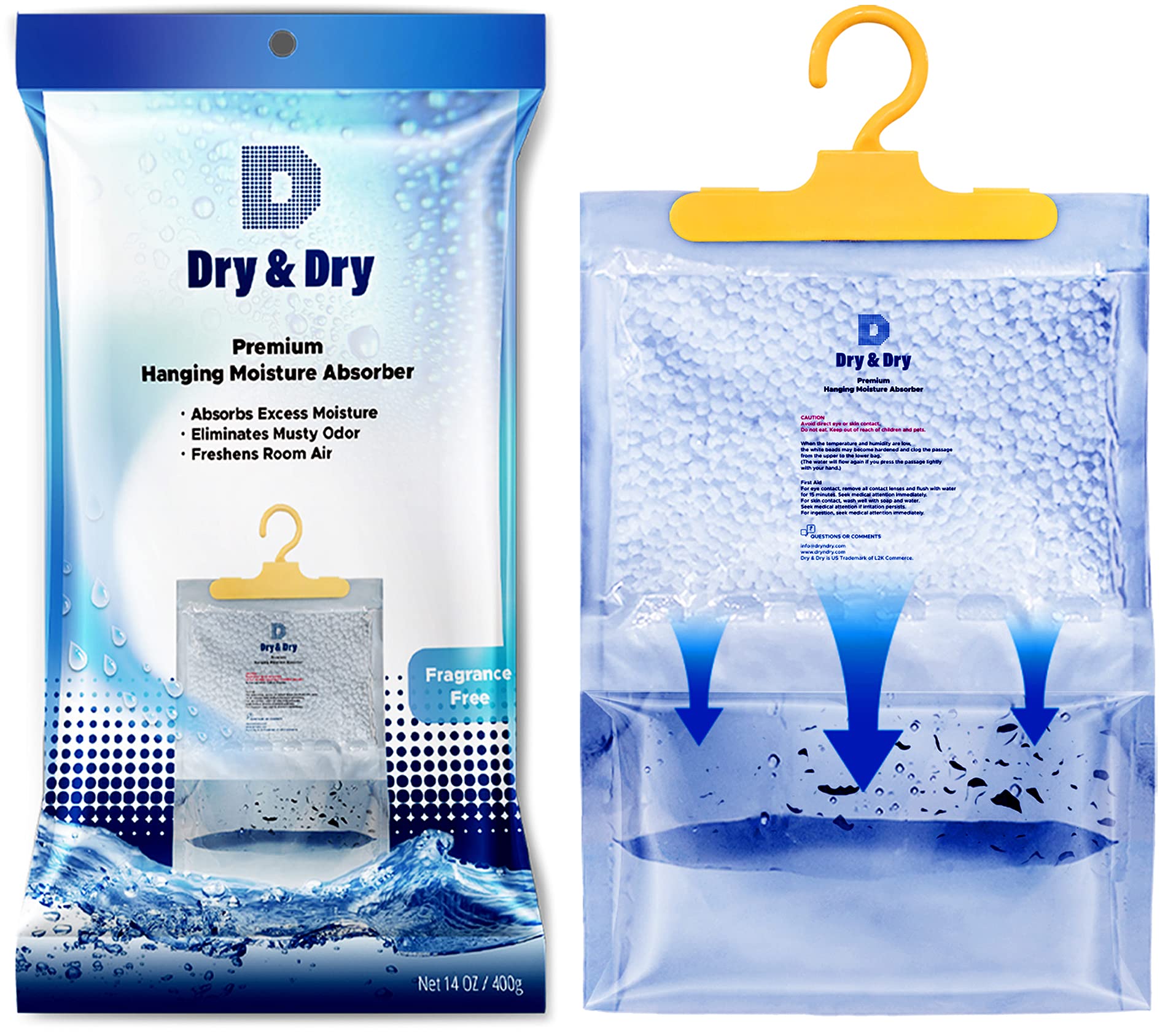 Dry & Dry 4 Pack[14 OZ] Premium Moisture Absorbers Dehumidifiers for Home Dehumidifier for Basement Dehumdifiers for Bedroom Small Dehumidifiers - Dehumidifiers Moisture Absorber
