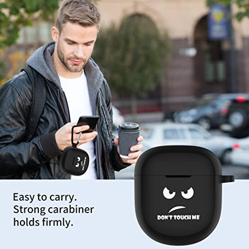 CACOE Silicone Case for Bose QuietComfort Earbuds II 2022,Protective Skin Bose QuietComfort Earbuds 2 Case Cover Shockproof Cute Funny Print Accessories with Keychain(Black)