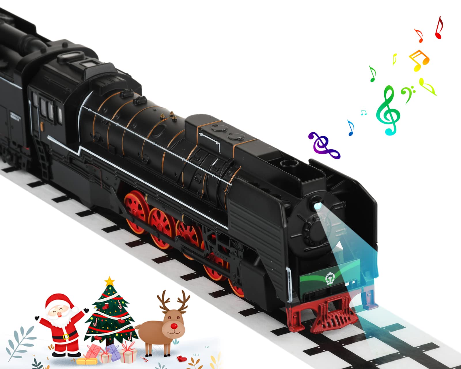 DS. DISTINCTIVE STYLE 1:87 Alloy Steam Locomotive Traction Engine Trains Toy Model with Music Light (Black)