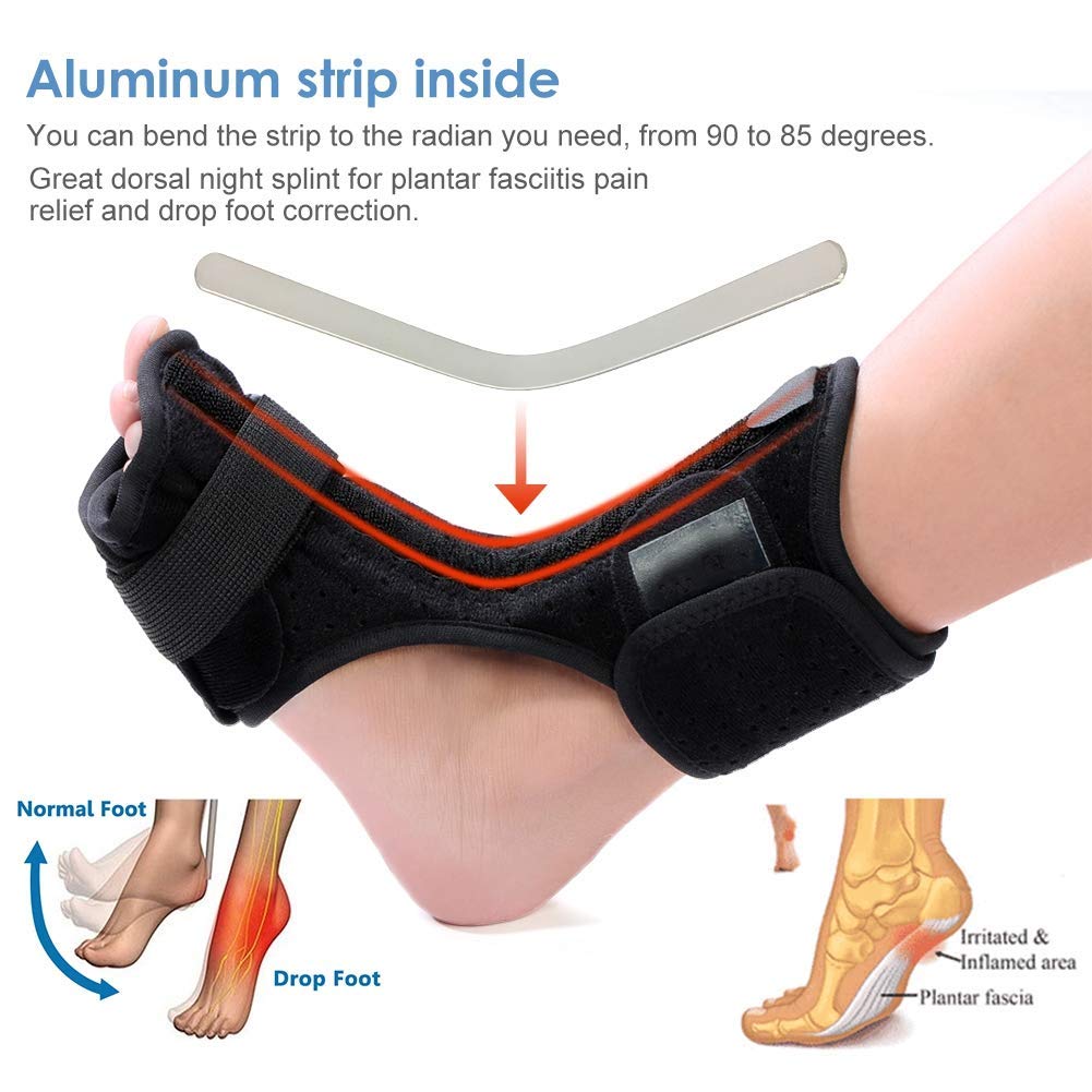 AYNEFY Wrap Ankle Joint Support, Night Splint Foot Drop Orthotic Brace Support Ankle Splint Support Fracture Sprain Injury Support with Massage Ball for Treating Foot Drop