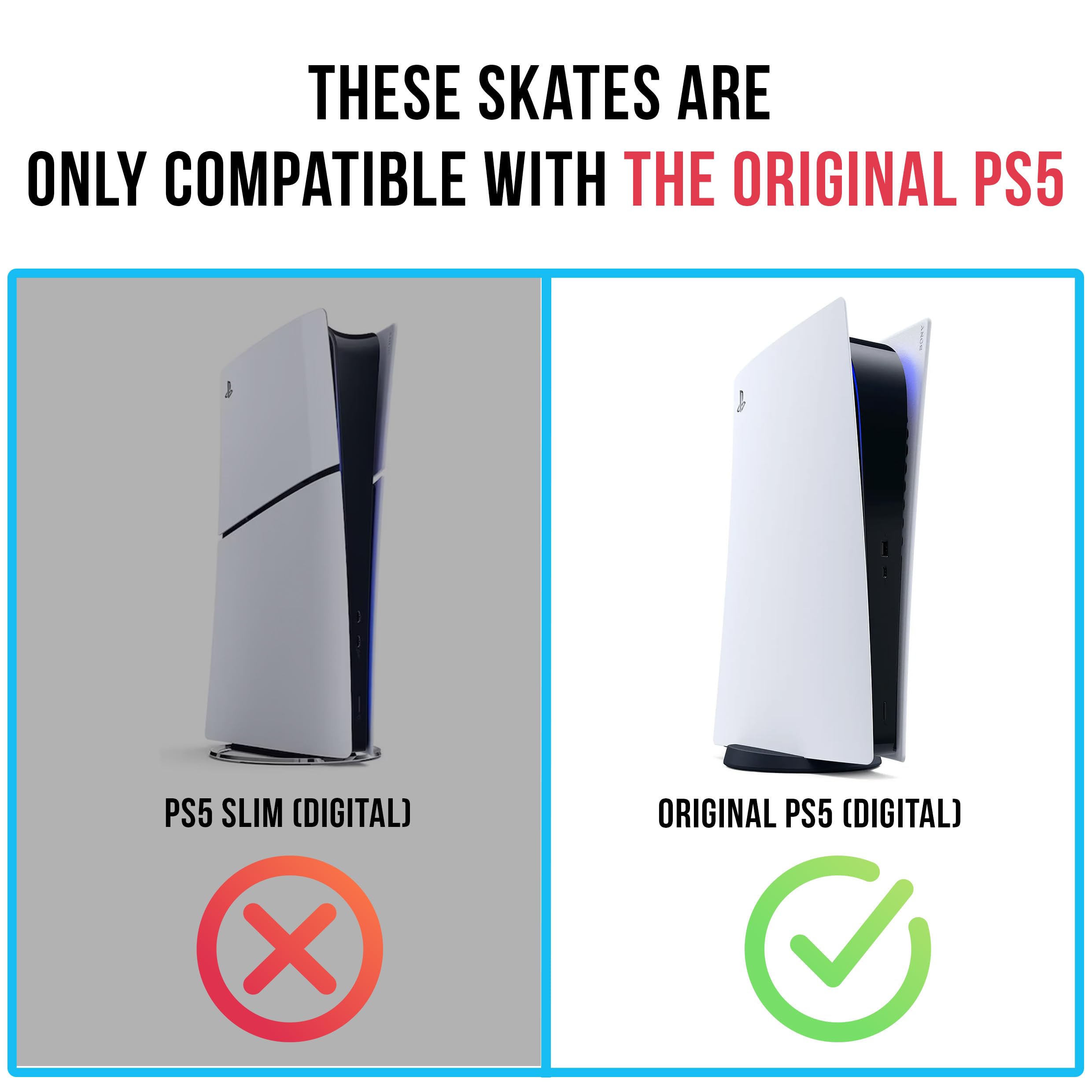 Glistco Skates - Horizontal Stand compatible with PS5 - Digital Edition (White)