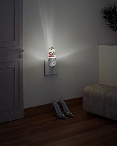 Christmas Tree Truck Night Light, LED Plug in Night Light, Red Green Plaid Xmas Snowflake Elk Wood Night Lights with Dusk to Dawn Sensor Decorative Kids/Adults Nightlight for Bedroom Bathroom