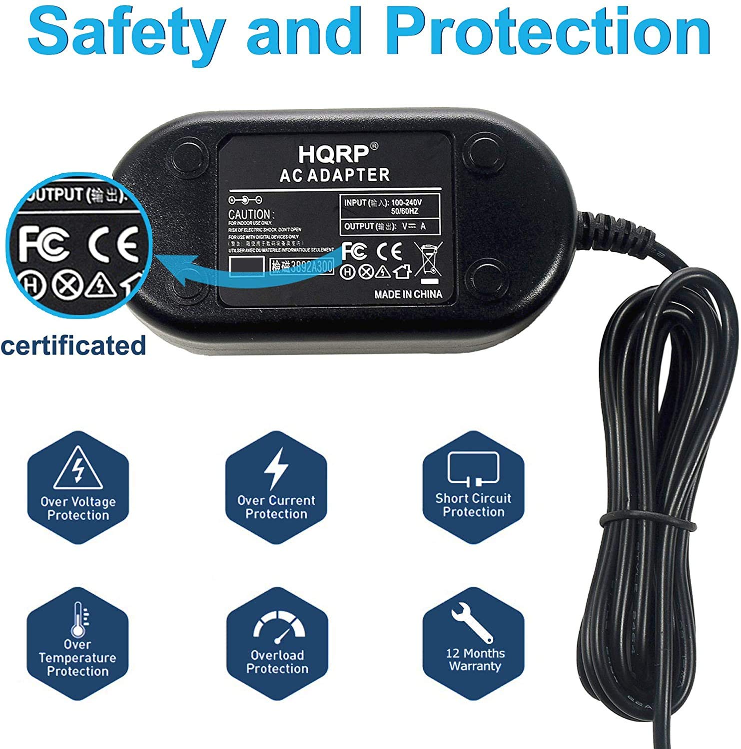 HQRP Kit AC Power Adapter Works with Panasonic Lumix DMC-G7 DMC-G70 DMC-G70W DMC-FZ200 DMC-G5 DMC-G5X DMC-G5K DMC-G6 DMC-G6K DMC-FZ1000 DMC-FZ2000 DMC-FZ2500 DMC-G80 DMW-BLC12 Digital Camera