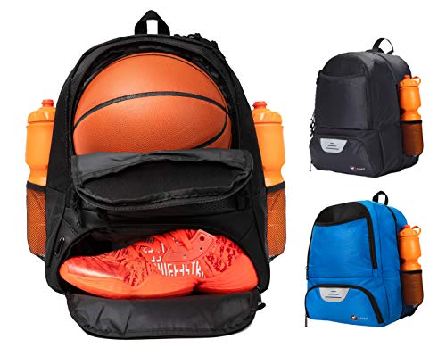 ERANT Basketball Backpack - Extra Large Sports Bag with Separate Ball and Shoe Compartment - Durable Design - Suitable for Boys and Girls - Black