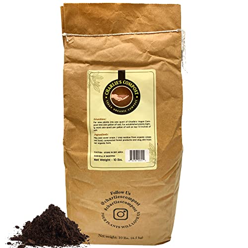 Charlie's Vegan Compost - Concentrated Organic Gardening Vegan Cruelty Free Plant Soil Amendment Dirt Booster - Indoor or Outdoor Garden Farming, Increase Yield in Vegetables, Plants - 10 Lb
