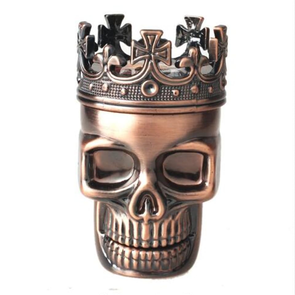 Skull herb grinder - Manual spice grinder for fast and easy grinding of herbs and spices - Makes a great novelty gift item for Halloween decor enthusiast (Red)