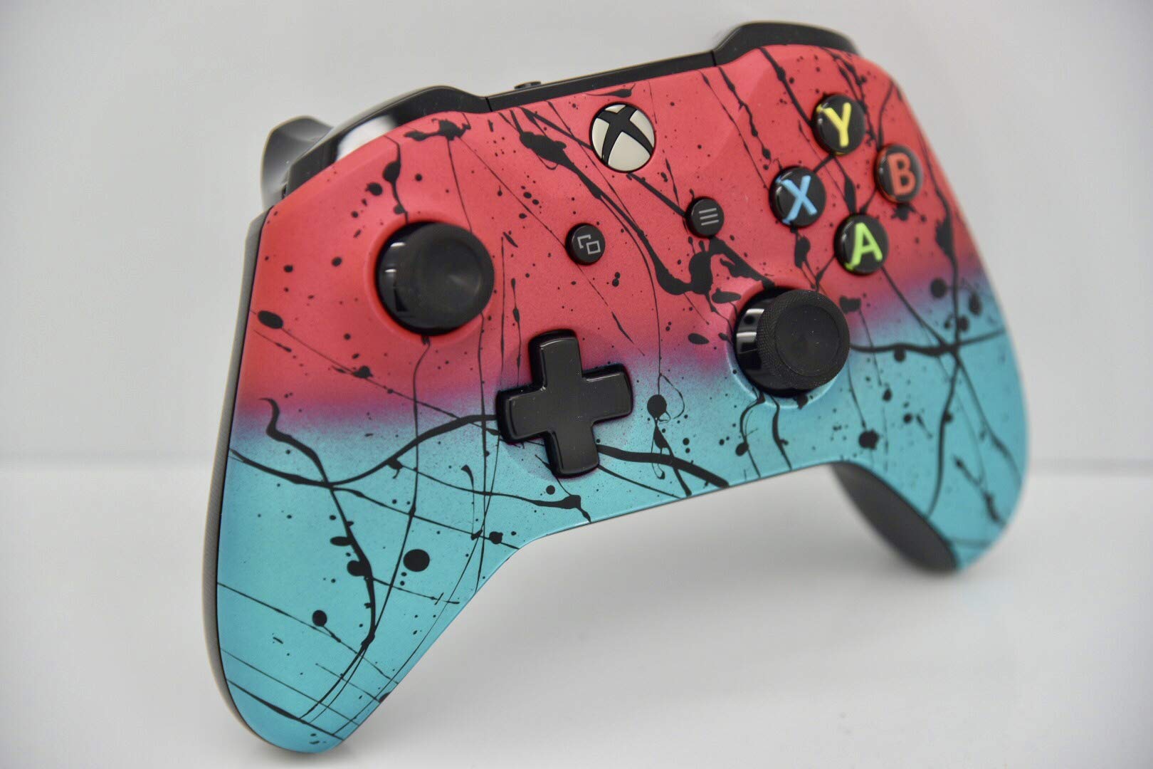 Hand Airbrushed Fade Custom Controller - Compatible with Xbox One (Matte Red & Teal)