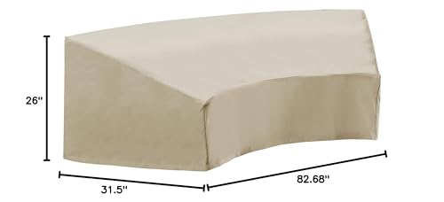 Crosley Furniture Patio Furniture Covers, Waterproof Outdoor Sectional Cover for Half-Moon Sofa, Tan
