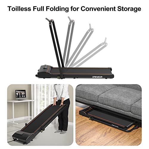 DAEYEGIM Treadmill-Walking Pad-Under Desk Treadmill-2 in 1 Folding Treadmill-Treadmills for Home-Black Orange