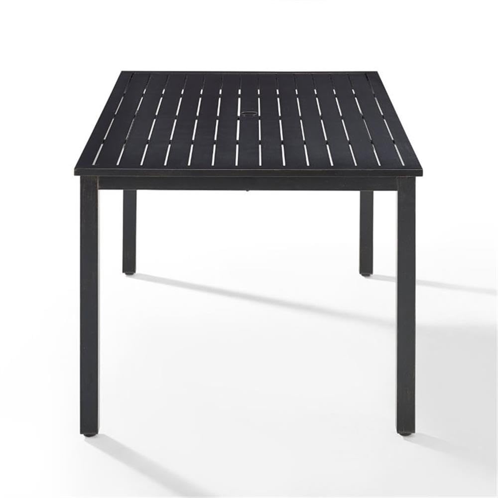Crosley Furniture Kaplan 6-Person Rectangular Outdoor Dining Table with Umbrella Hole for Outside Patio, Oil-Rubbed Bronze