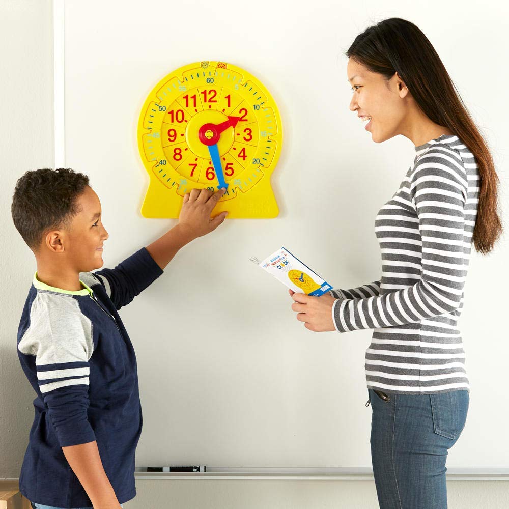 hand2mind Number Line Clock for Demonstration, Math Manipulatives for Counting Numbers and Telling Time, Montessori Toys for Toddlers, Learning to Tell Time Clock, Kindergarten Homeschool Supplies