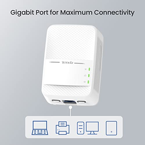 Tenda AV1000 WiFi Powerline Adapter Kit with Gigabit Ports, Powerline Extender with AC650 Dual Band WiFi, Plug and Play, for HD/3D/4K Video Streaming and Gaming (PH10)