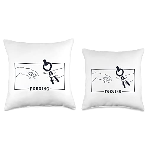 Forging Tools Equipment Kit Gifts For Beginners Michelangelo Creation of Adam Forging Blacksmith Throw Pillow, 16x16, Multicolor